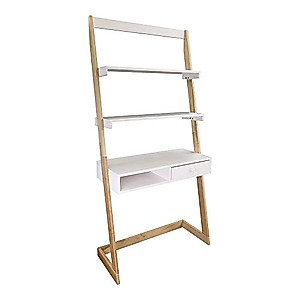 American Trails Freestanding Ladder Desk With Drawer, Natural Maple/White
