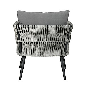 Christopher Knight Home Weber Outdoor Wicker Club Chairs (Set of 2), Light Dark Gray