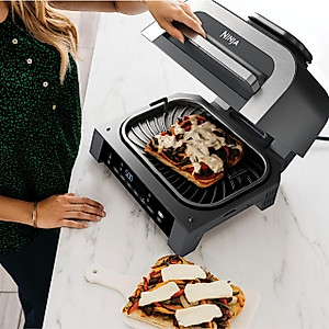 Ninja DG551 Foodi Smart XL 6-in-1 Indoor Grill with Air Fry, Roast, Bake, Broil, & Dehydrate, Foodi Smart Thermometer, 2nd Generation, Black/Silver (Renewed)