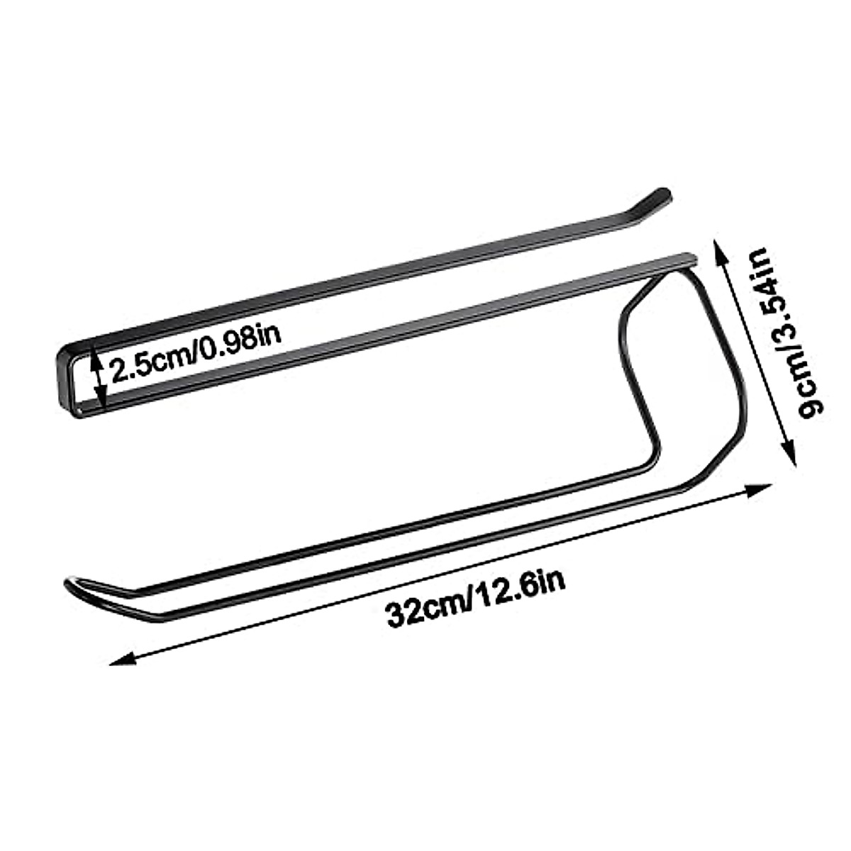 LINFIDITE 2 Pack Paper Towel Holder Under Cabinet New Upgrade Paper Towel Rolls Holder Wine Glass Holder Wall Mount Paper Rack Sliding No Drilling Kitchen Hanging Storage Rack,Black