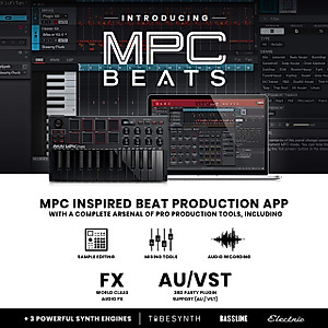 Akai MPK Mini MK3 MIDI Keyboard Controller + M-Audio SP2 Sustain Pedal, with MPC Beats and Software Suite – Beat Maker Bundle (Black)