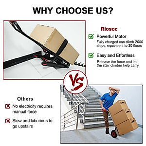 Riosoc Electric Stair Climing Cart, Portable Motorized Stair Climbing Hand Trucks Dolly Cart, Folding Stair Climber Furniture Dolly with Taping for Family Moving Warehouse Logistics Distribution