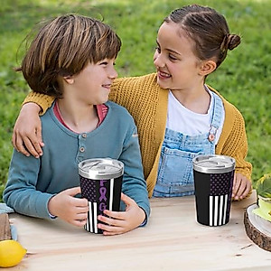 12oz Tumbler Breast Cancer Warrior Support Squad Alzheimer'S Awareness Stainless Steel Cup With Straw And Lid Spill Proof Bulk Double Wall Vacuum Reusable Water Tumblers For Cold Hot Drink
