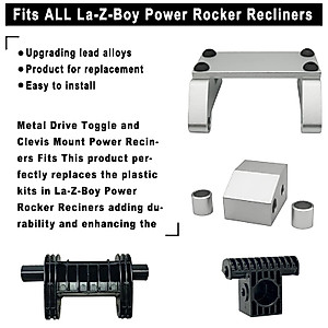 Metal Drive Toggle and Clevis Mount Fit La-Z-Boy/Lazyboy Power Recliners, Includes 4 Elastic Wear Bushings, Fits for La-Z-Boy Power Rocker Recliners