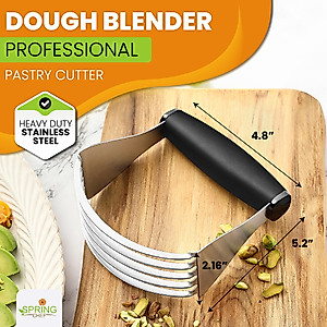 Spring Chef XL Dough Blender For Baking, Heavy Duty Pastry Blender, Stainless Steel Pastry Cutter Tool with Sharp Blades, Dough Mixer, Butter Cutter for Easy Mixing, Dishwasher Safe - 2 Pack - Black