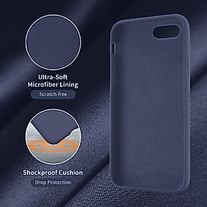 Cordking Designed for iPhone SE Case 2022/2020, Designed for iPhone 7 8 Case, Silicone Ultra Slim Shockproof Phone Case with [Soft Microfiber Lining], 4.7 inch, Navy Blue