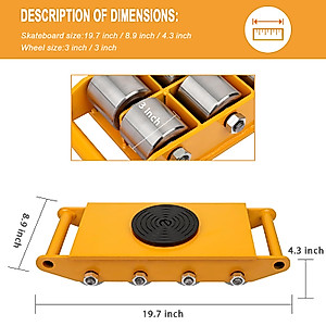 FAHKNS Machine Skates 26400 LBS, 360° Rotation Disc Machinery Moving Skate with 8 Steel Rollers, Heavy Duty Industrial Machinery Mover Skate for Warehouse, Workshop Moving Equipment, Yellow