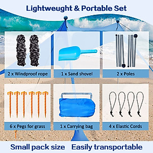 YENGIAM Beach Canopy Beach Tent Pop Up Shade 7.5X7.5 FT Portable Sun Shelter Extra Windproof Rope Stable Sun Protection with Carry Bag Easy Set Up for Family Outdoor Camping Fishing Backyard Picnics