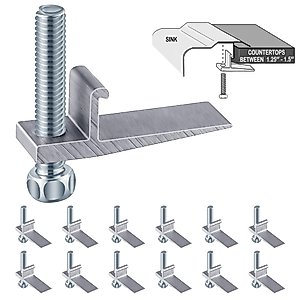 Dreyoo 12 Pack Drop in Sink Mounting Clips, Sink Clips for J Channel Stainless Steel Sinks, Sink Rim Clips Works on J Hook Style Sink Frames, Easy to Install, Rust Resistant Hardware