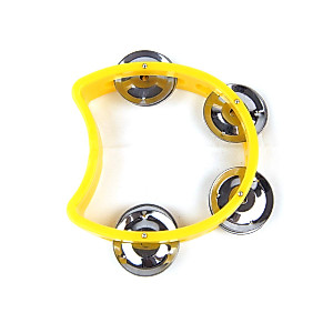 Special Ergonomic Shape Tambourine Yellow, Plastic 4"