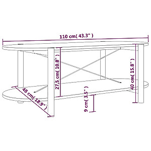 QJBSAVVA Coffee Table 43.3"x18.9"x15.7" Engineered Wood,Living Room Furniture Side Tables Narrow Bedside Tables Suitable for Meeting Rooms, Reception Rooms, Offices