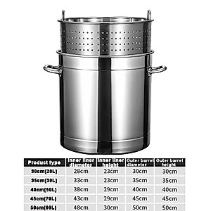 Stock Pot Stainless Steel 27Qt/4Qt5/63Qt Steamer with Lid and Basket Oil Deep Fry Pan Bucket Large Crawfish Clam Stockpot for Tamales, Chili, Soups Boils,35cm/13.8inch