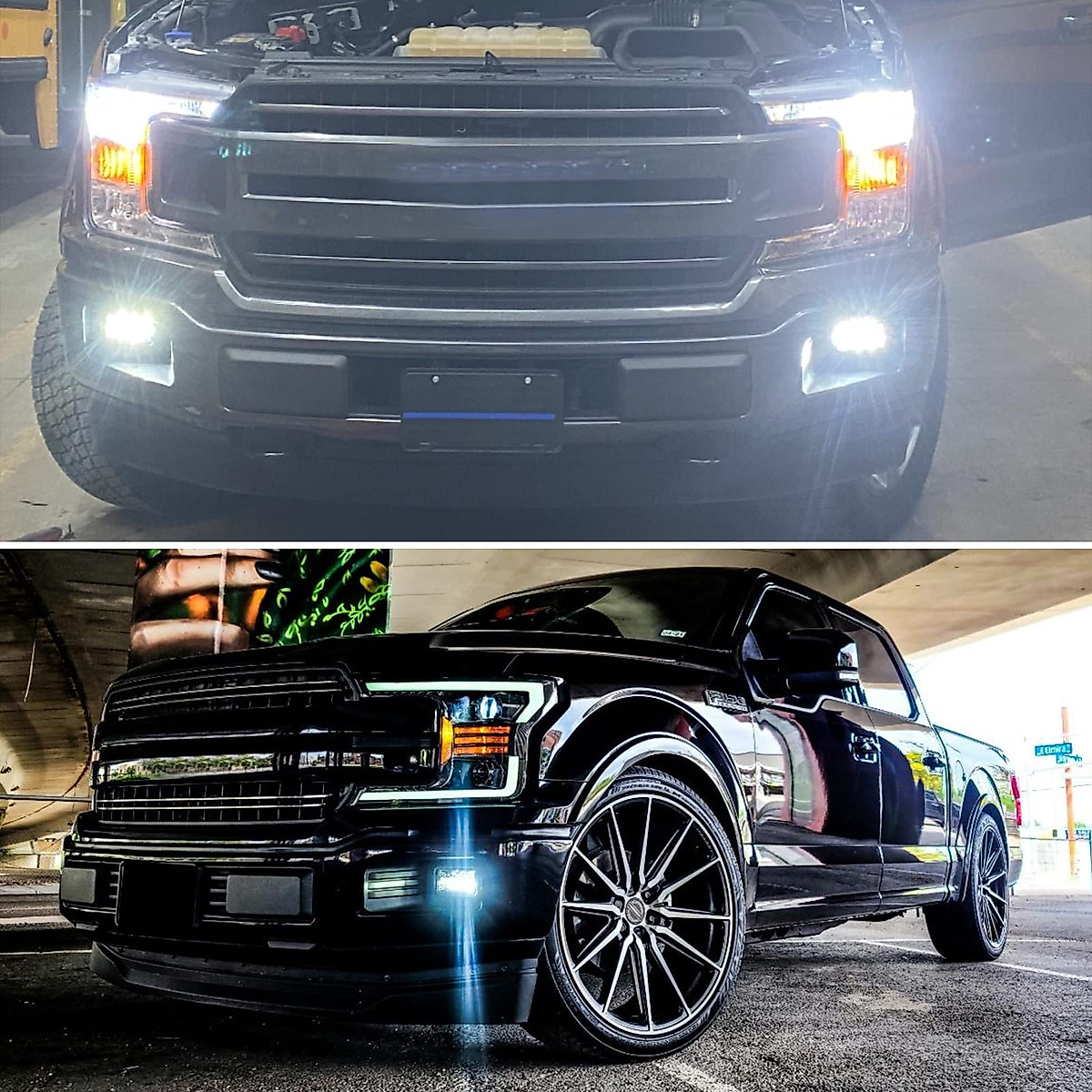 BICYACO LED Fog Lights with DRL Daytime Running Lights Compatible with 2015-2020 Ford F150, 4 Inch LED Fog Light Assembly Kit, 36W Waterproof LED Bumper Lamps Set-1 Pair