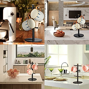 QXLU Mug Holder, Well Made Coffee Mug Tree Rack -Convenient for Organize and Display,Coffee Cup Holder Organizer for Countertop (Classic Black)