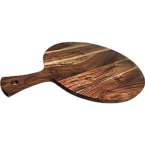 Mountain Woods Hand Crafted Large Acacia Wood Pizza Peel Charcuterie Board Artisanal Baking Board Cutting Board Serving Tray Paddle Serving Boards with Handle for Food, Fruits, Vegetables & Cheese Presentations - 21.25" x 16" x 0.625" (1)