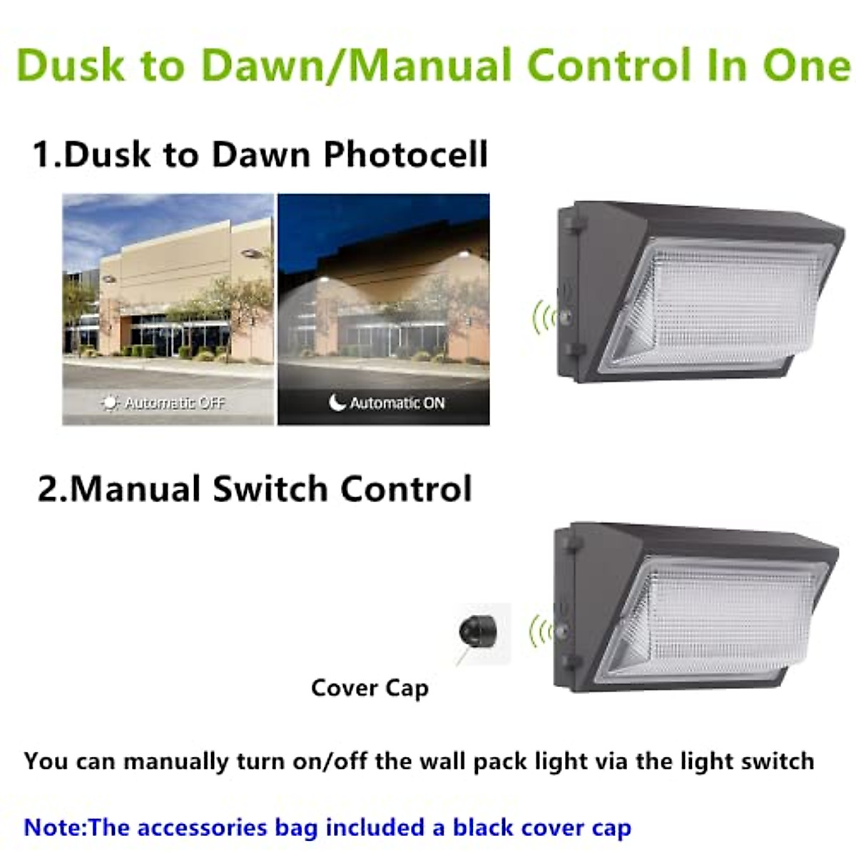Paktonvo 100W LED Wall Pack Dusk to Dawn, 13000Lm 5000K Daylight Commercial Security Lighting,400-600W MH Equivalent, 100-277V,ETL Certified Outdoor LED Wall Pack Light for Parking Lot Doorway House