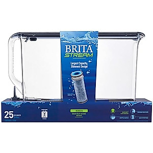 Brita XL Water Filter Dispenser for Tap and Drinking Water with 1 Stream Filter, Lasts 2 Months, 25 Cup Capacity, BPA Free, Dark Blue
