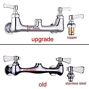 Aquaterior 44" Height Wall Mount Commercial Kitchen Pre Rinse Faucet Restaurant Sink Sprayer Faucets with Add-on Riser 12Inch Rotatable Spout CUPC NSF CEC