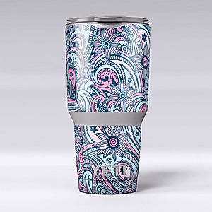 Design Skinz Seamless Mint and Pink Sprout - Skin Decal Vinyl Wrap Kit Compatible with The Yeti Rambler Cooler Tumbler Cups