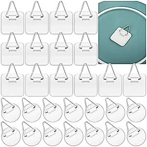 60 Pieces Invisible Adhesive Plate Hanger Plastic Adhesive Picture Hangers Without Nails Adhesive Vertical Plate Holders Sticky Hangers for Plate Photo Picture Frame Wall Art Decoration