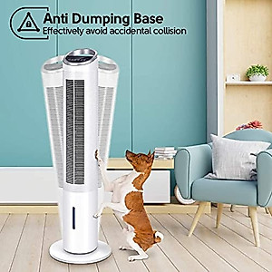 Air Choice Evaporative Cooler, 40" Portable Tower Fan with 70° Oscillating for Big Space, 3 Speeds & Modes, 8H Timer, 2 Ice Packs, Removable Water Tank, Portable Swamp Cooler with LCD Panel & Remote