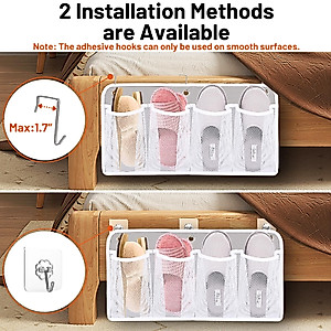 RV Shoe Storage for Bedside - 4 Pocket Wall Mounted Entryway Shoes Rack, Bed Hanging Pocket Organizer, Bedside Caddy Storage Organizer for Headboards Bunk Beds Dorm Rooms,RV & Camper Essentials,Gray