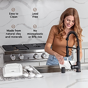 FAMHH 8 Inch Appetizer Plates Set with Dipping Cups for Serving, Desserts, Salads – Chip-Resistant, Porcelain, Rectangular Dinner Plates – Free of Plastic & Lead – 6 Small, White Dinner Plates & Cups