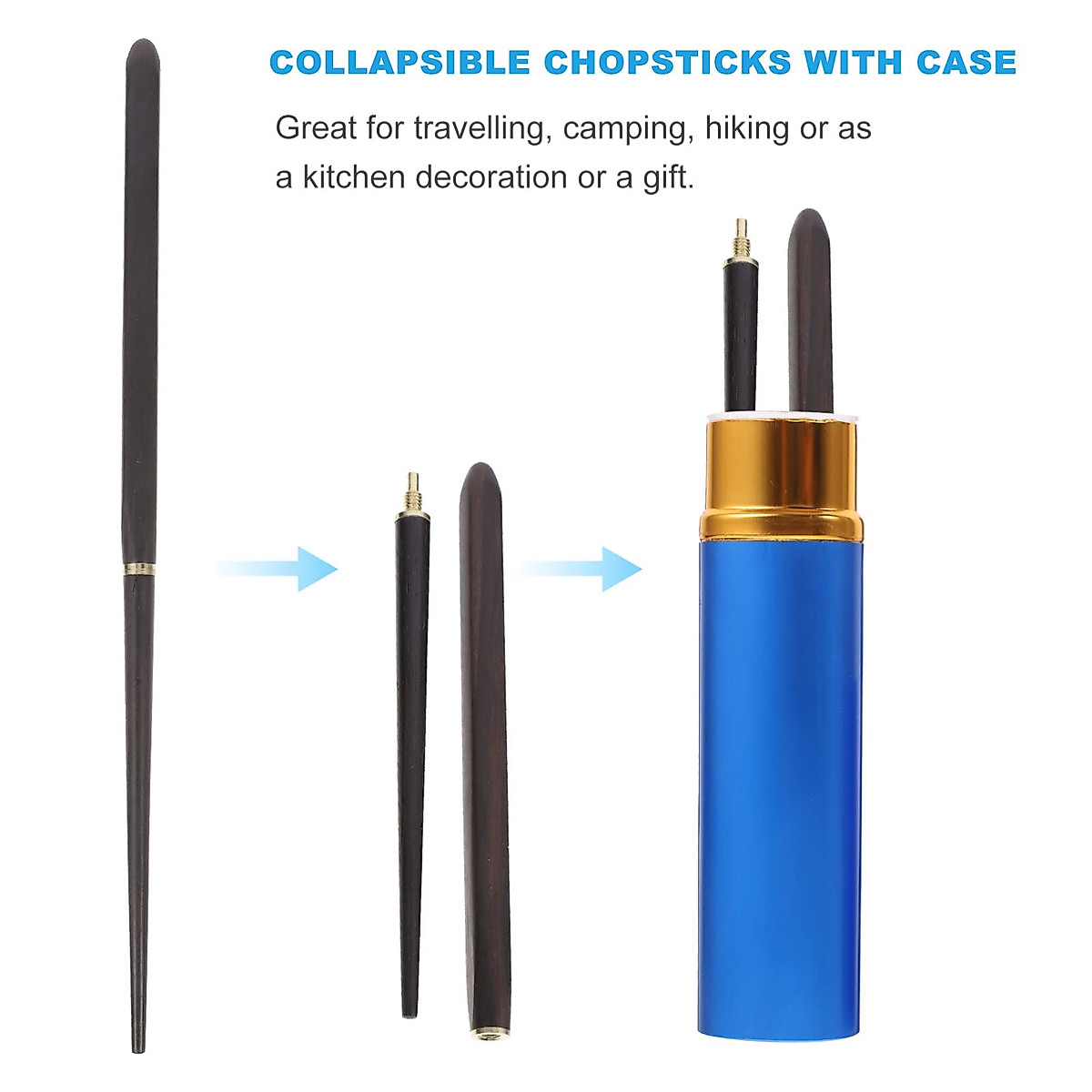 Collapsible Chopsticks With Case Travel Chopsticks Foldable Wooden Chopsticks Reusable Chopsticks For Office Camping- Random Color