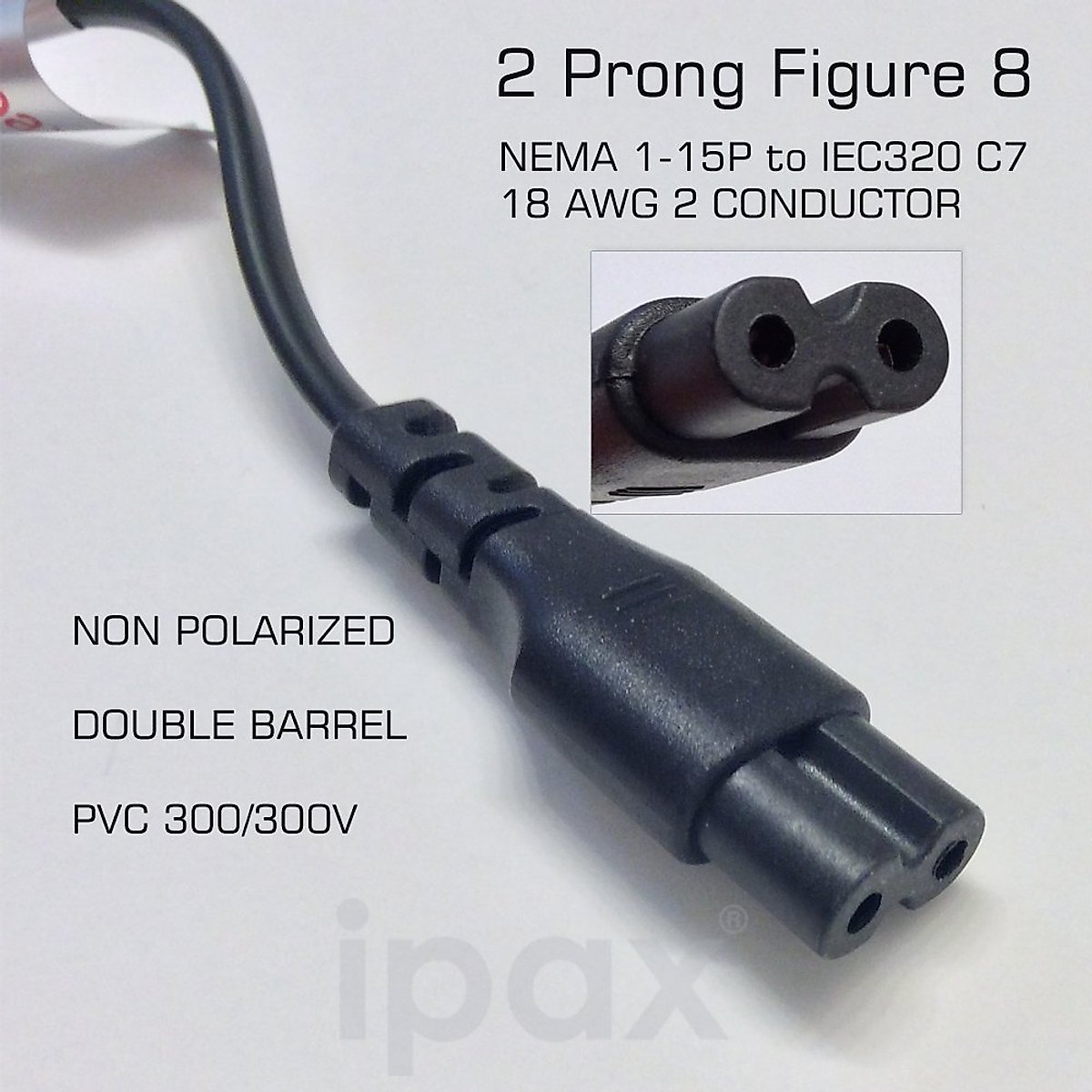 Ipax 10 Ft Long Two Prong AC Power Adapter Cord Cable Compatible with PS5 PS4 PS3 Slim LG TCL Samsung UN32EH5300 UN40EH5300 UN46EH5300 UN50EH5300 UN28H4000 UN40J5200 UN43J5200 UN48J5200 UN50J5200 TV