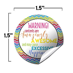 Warning Contents are Awesome Thank You Customer Appreciation Sticker Labels for Small Businesses, 60 1.5" Circle Stickers by AmandaCreation, Great for Envelopes, Postcards, Direct Mail, & More!