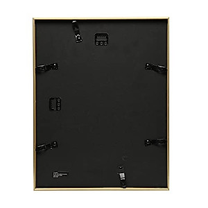 FrameWorks 11”x14” Matted to 8”x10” – Deluxe Brass Gold Aluminum Contemporary Picture Frame with Tempered Glass and Removable Mat