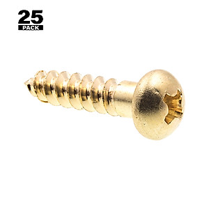 Prime-Line 9207765 Wood Screws, Round Head, Phillips Drive, #8 X 3/4 In., Solid Brass (25 Pack)
