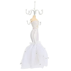 Amosfun Jewelry Display Stand Model Dress Earring Necklace Ring Bracelet Holder Mannequin Stand Hanging Jewelry Tower Rack for Girls Women 33CM White
