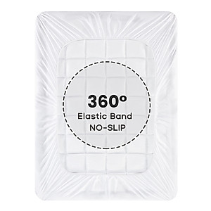 SONIVE Bedding Mattress Pad Soft, Fluffy Pillow Top Mattress Cover, Cooling and Breathable Mattress Topper, Streches up to 21 Inches Mattress Cover, Machine Washable (White, Queen)