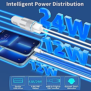 [Apple MFi Certified] iPhone Car Charger, KYOHAYA 4.8A Dual Port USB Smart Power Fast Car Charger with 2 Pack Lightning Cord Quick Car Charging for iPhone 14 13 12 11 Pro Max/XS/XR/X/8/SE/iPad/AirPods