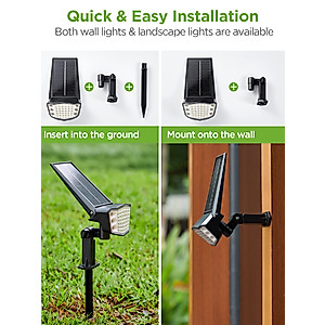 InnoGear Solar Outdoor Lights, 48 LED Spot Lights Outdoor IP67 Waterproof Spotlights for Yard Solar Spotlight 2-in-1 Landscape Spotlights Auto On/Off for Driveway Walkway Patio, Pack of 4 (White)