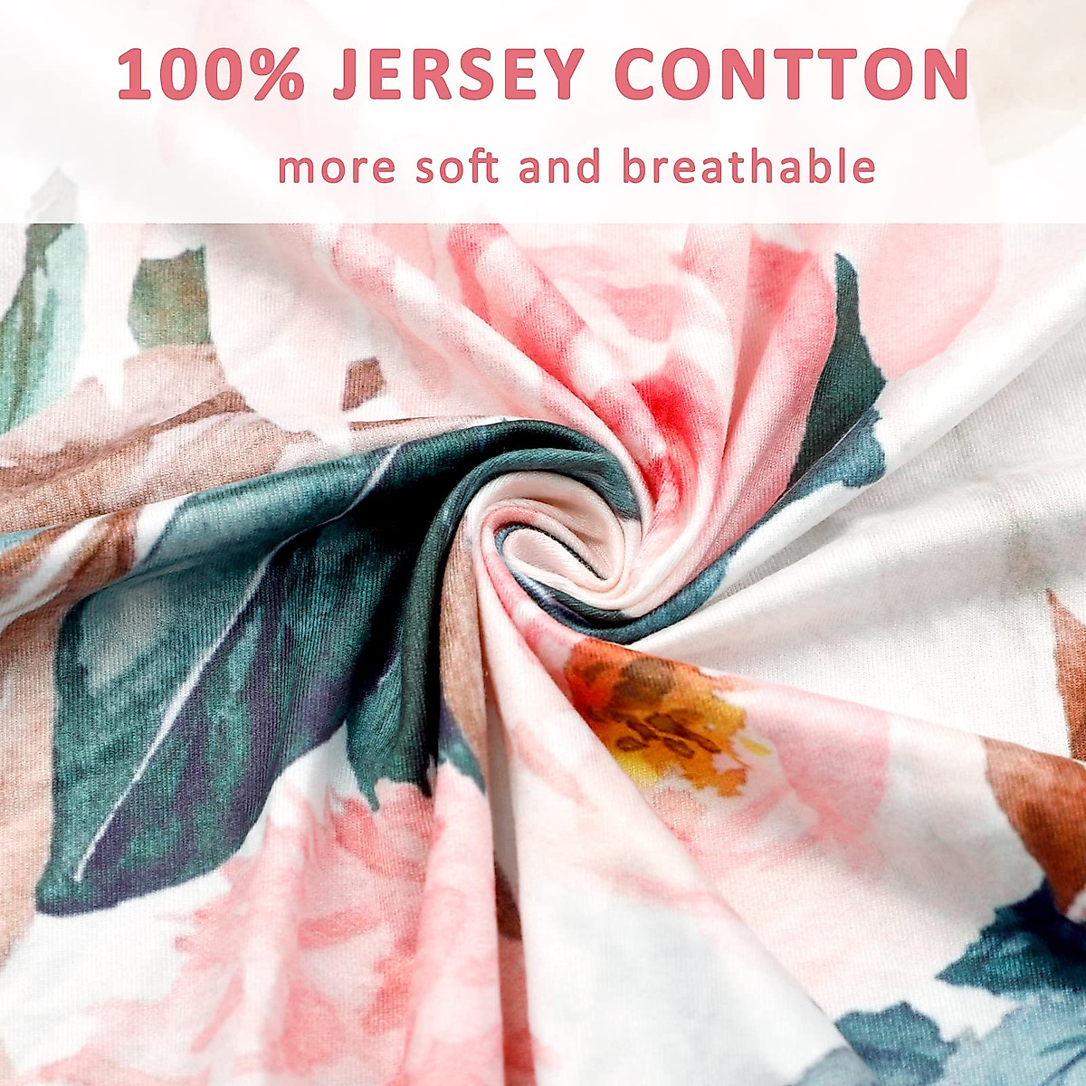 Fitted Crib Sheets for Baby Boys and Girls, Ultra-Soft Jersey Knit Cotton Baby Crib Sheet Fits Standard Crib and Toddler Mattress, Pink Flower