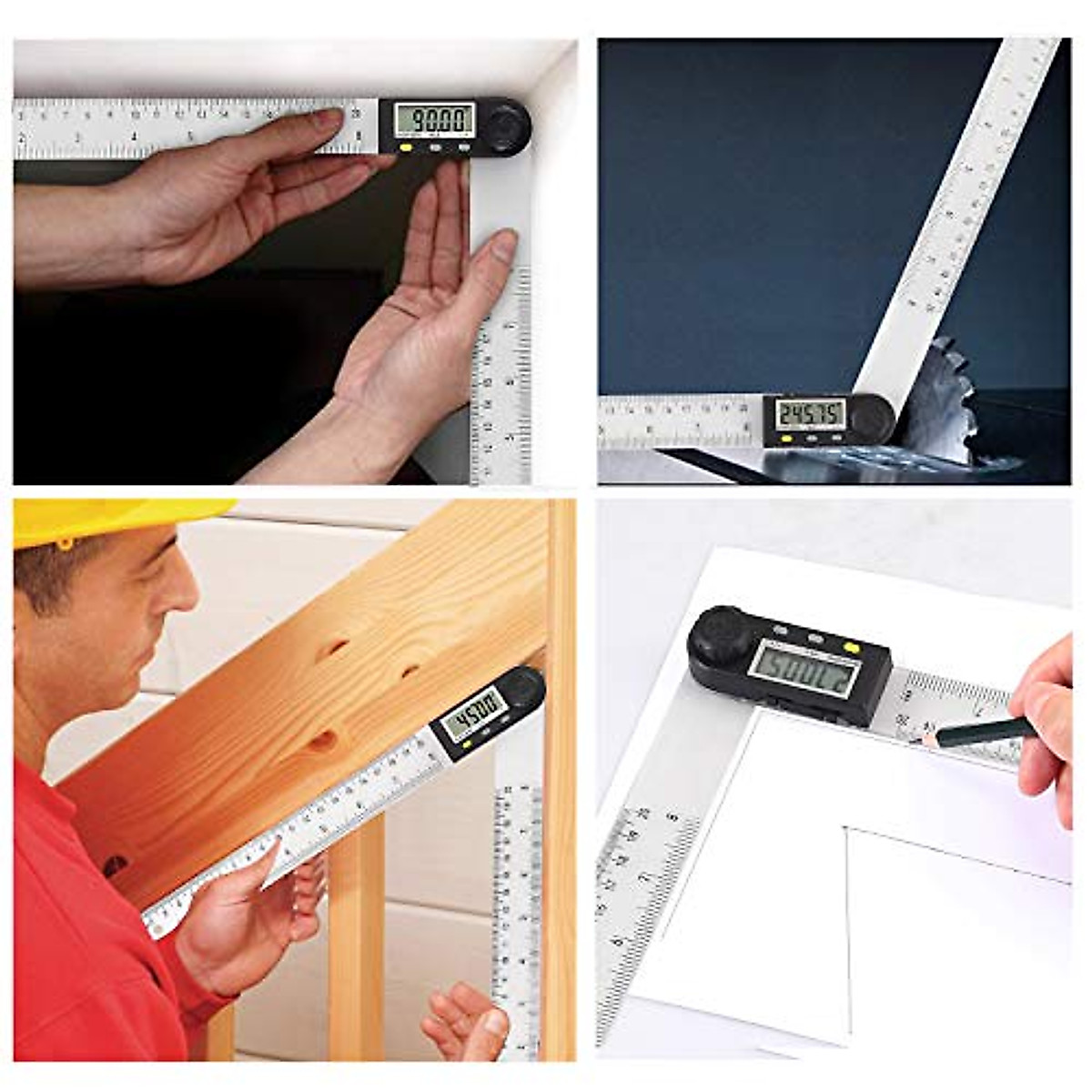 COLFULINE Digital Level Protractor 8 Inch, Angle Finder 360° Measuring Range,Plastic Angle Finder Ruler LCD Display for Woodworking, Construction, Repairing