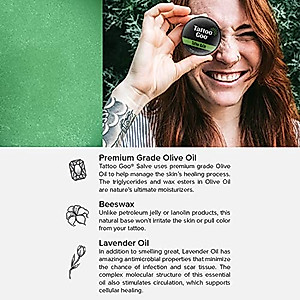 Tattoo Goo Aftercare Kit Includes Antimicrobial Soap, Balm, and Lotion, Tattoo Care for Color Enhancement + Quick Healing - Vegan, Cruelty-Free, Petroleum-Free, Tattoo Artist Gifts (3 Piece Set)