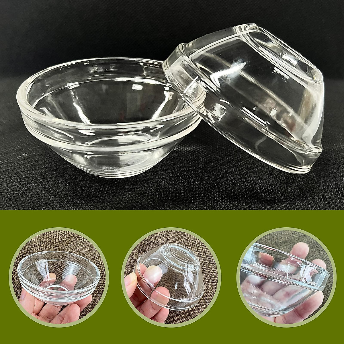 10 Pack 3" Clear Glass Bowls, 2.5oz Soy Sauce Dipping Bowls, Stackable Serving Bowls for Ramekins Appetizer Tray, Sauce Dish/Bowls, Tomato Sauce, Salad Dressing for BBQ, Home, Party, Picnic, Gathering