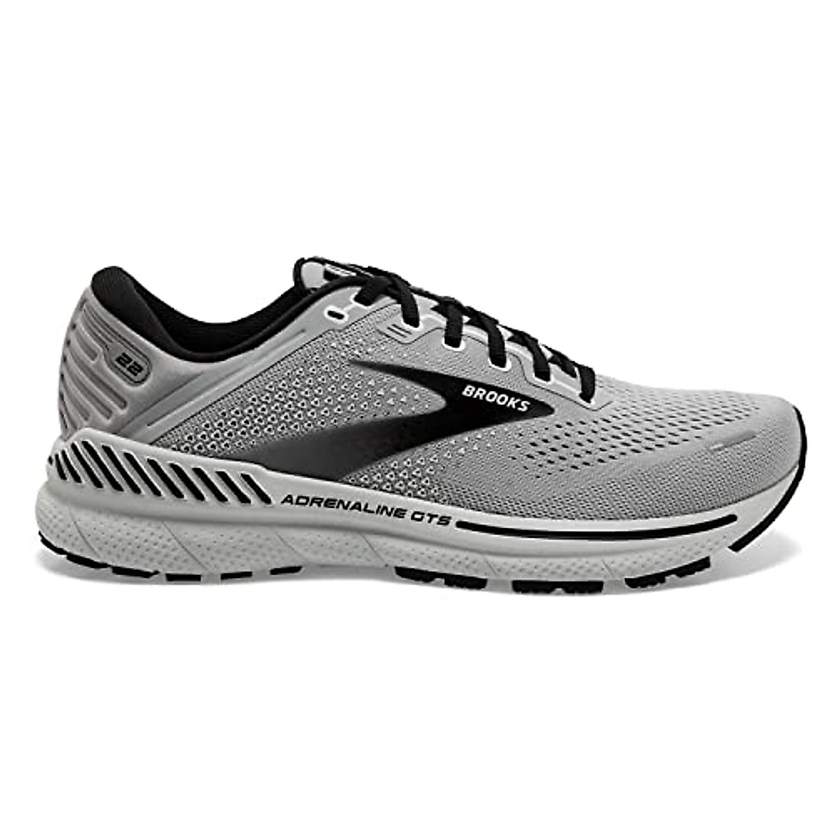 Brooks Men's Adrenaline GTS 22 Supportive Running Shoe - Alloy/Grey/Black - 11 Wide
