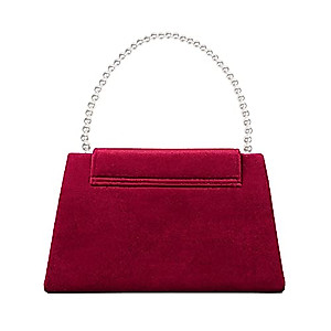 Mulian LilY Women Velvet Clutch Purse Pearl Top Handle Handbag Classic Wedding Party Prom Evening Bag Burg M528