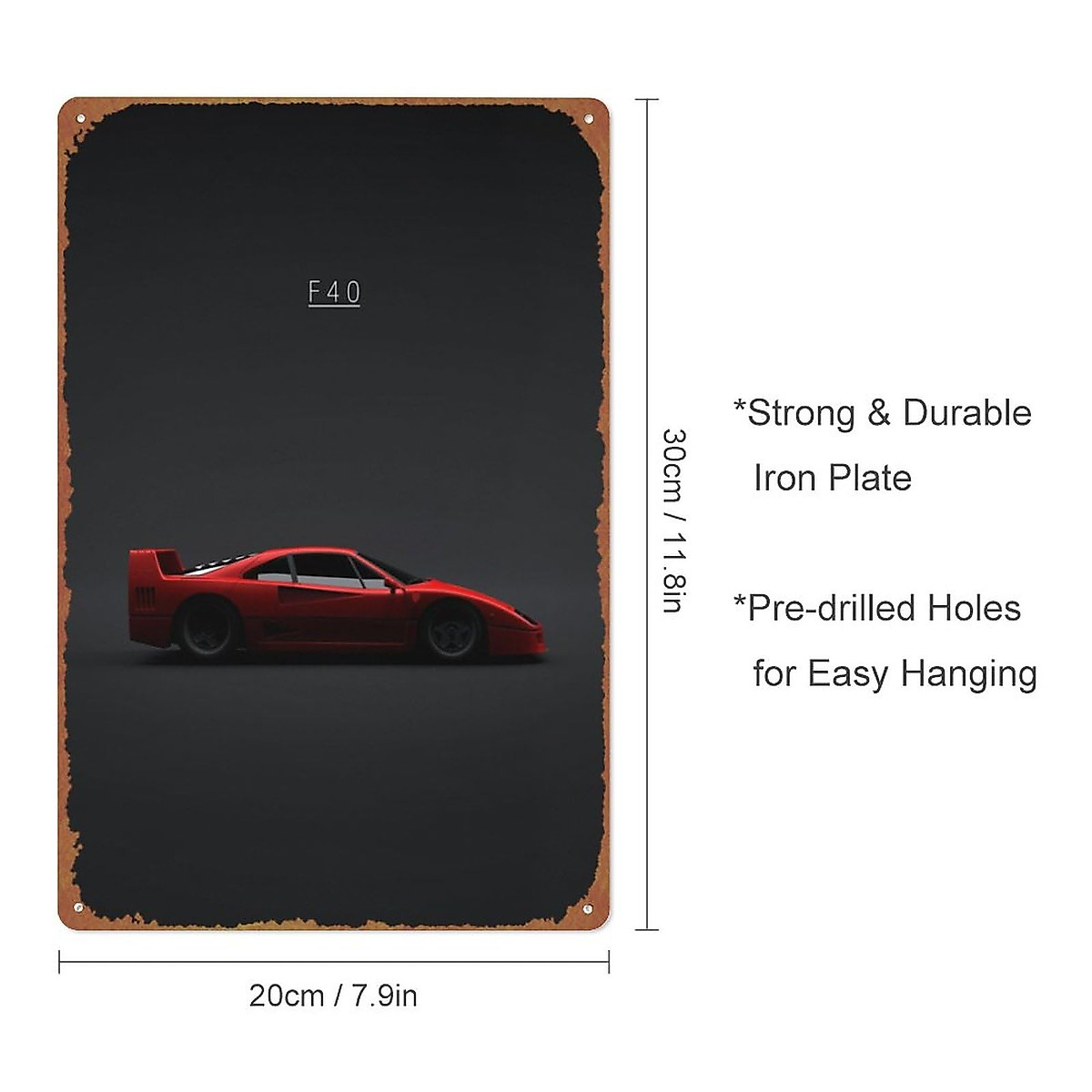 1987 Ferrari F40 Sports posters Metal Sign Tin Metal Retro Wall Decor for Home,Street,Gate,Bars,Club