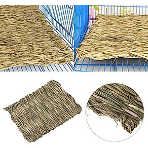 Grass Mat for Rabbit Bunny Chew Toys Woven Bed Mat for Guinea Pig Chinchilla Squirrel Hamster Cat Dog and Small Animal (8PCS Grass mat)
