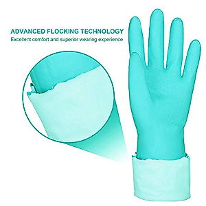 Elgood Reusable Dishwashing Cleaning Gloves with Latex free, Cotton lining,Kitchen Gloves 2 Pairs,Purple+blue L