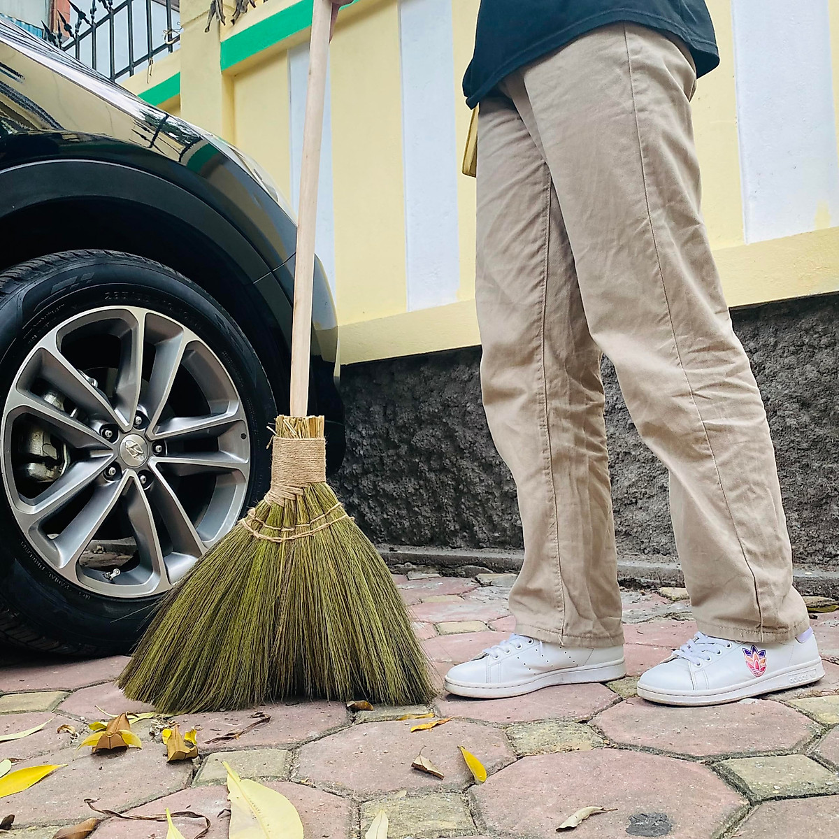 TTS For Home Handmade Whisk Sweeping Broom - Vietnamese Straw Soft Broom - Broom Decorative