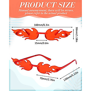 Hoteam 24 Pairs Fire Flame Sunglasses for Women Fire Flame Glasses Retro Wave Rimless Flame Shaped Glasses for Men Party Costume (Red)