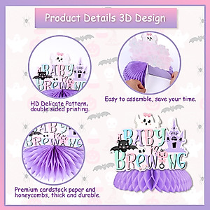 A Baby is Brewing Halloween Baby Shower Decorations - 8 pack Halloween Honeycomb Centerpiece, Pink and Purple Pastel Halloween A Little Boo is Almost Due Baby Shower Decorations for Girl