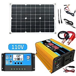 Weytoll Solar Panel System 18V 20W Solar Panel 30A Charge Controller with Dual USB Car Solar Inverter Kit Complete Power Generation Supply for Mobile Phones Sports Cameras, and 12V Car Batteries