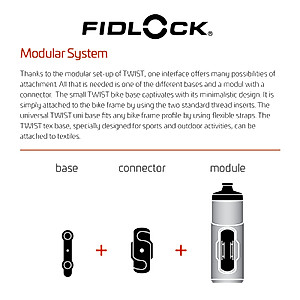 FIDLOCK Twist Essential Bag with Bike Base - Optimized for Bike’s Frame Triangle - Splash-proof Material Closure - Additional Compartments Inside and Outside - Large, Black